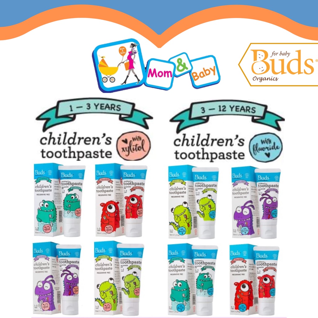 Buds Children’s Toothpaste (Xylitol 50ml /Fluoride 50ml) | Shopee Malaysia
