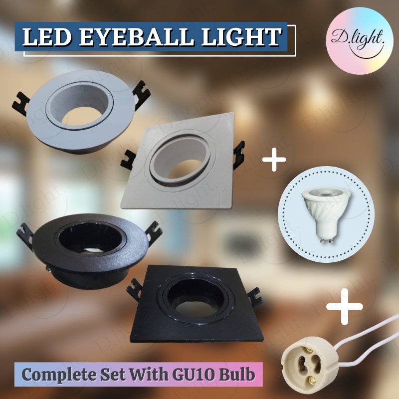 [Set] LED GU10 EYEBALL SPOTLIGHT WITH 5W 7W BULB RECESSED DOWNLIGHT ...