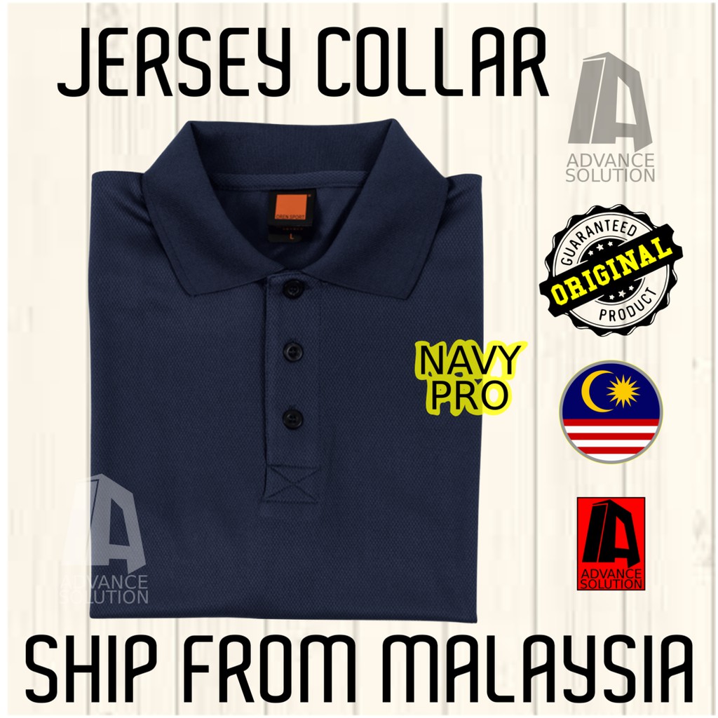 Jersi Navy Pro Collar Short Sleeve Oren Sport Baju Jersey Tshirt Lengan ...