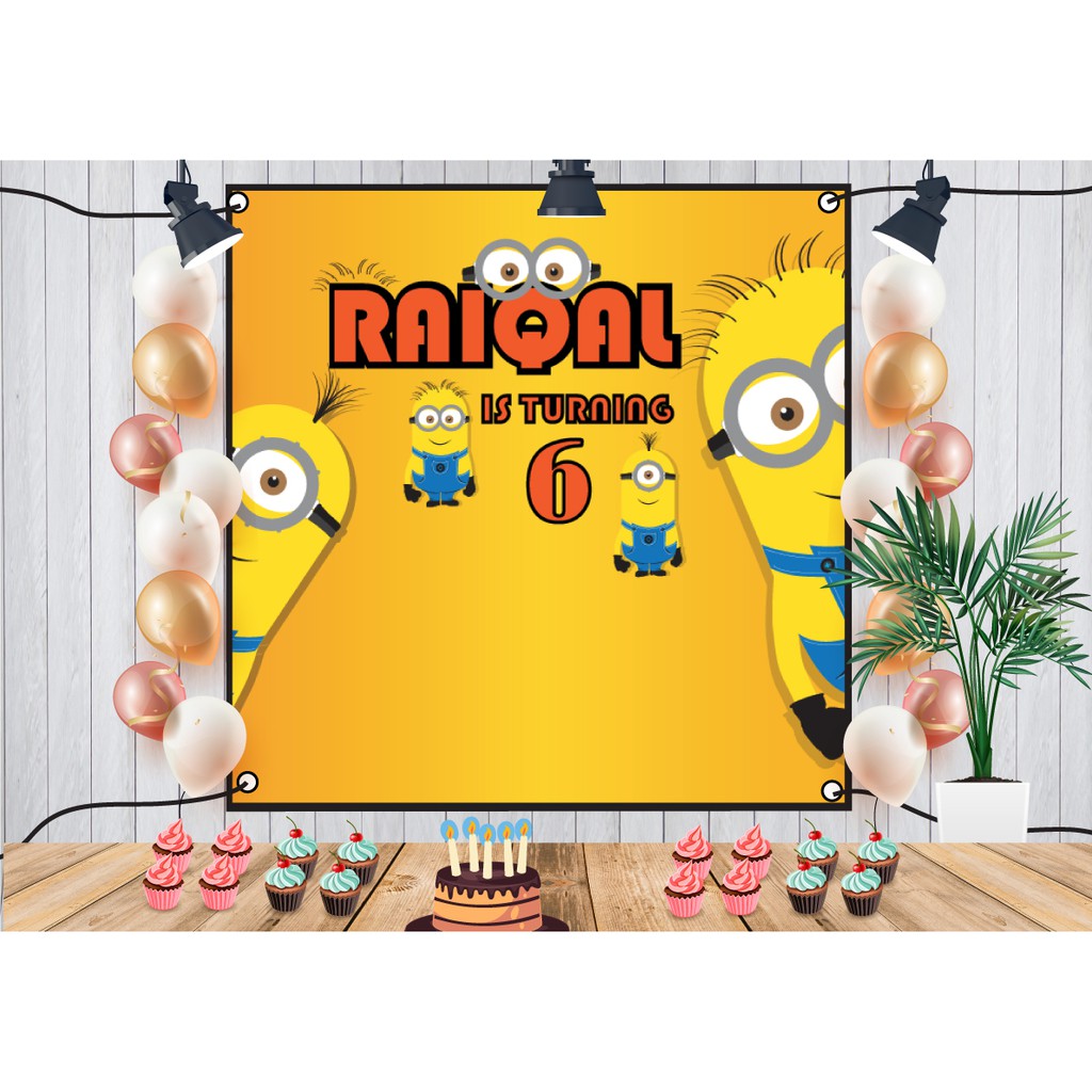 Birthday Banner / Birthday Backdrop / Hari Jadi - minion Theme / minion ...
