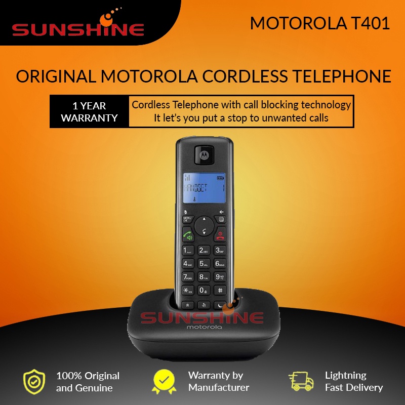 MOTOROLA T401 Black Wireless dect phone with call blocking / Vtech ...