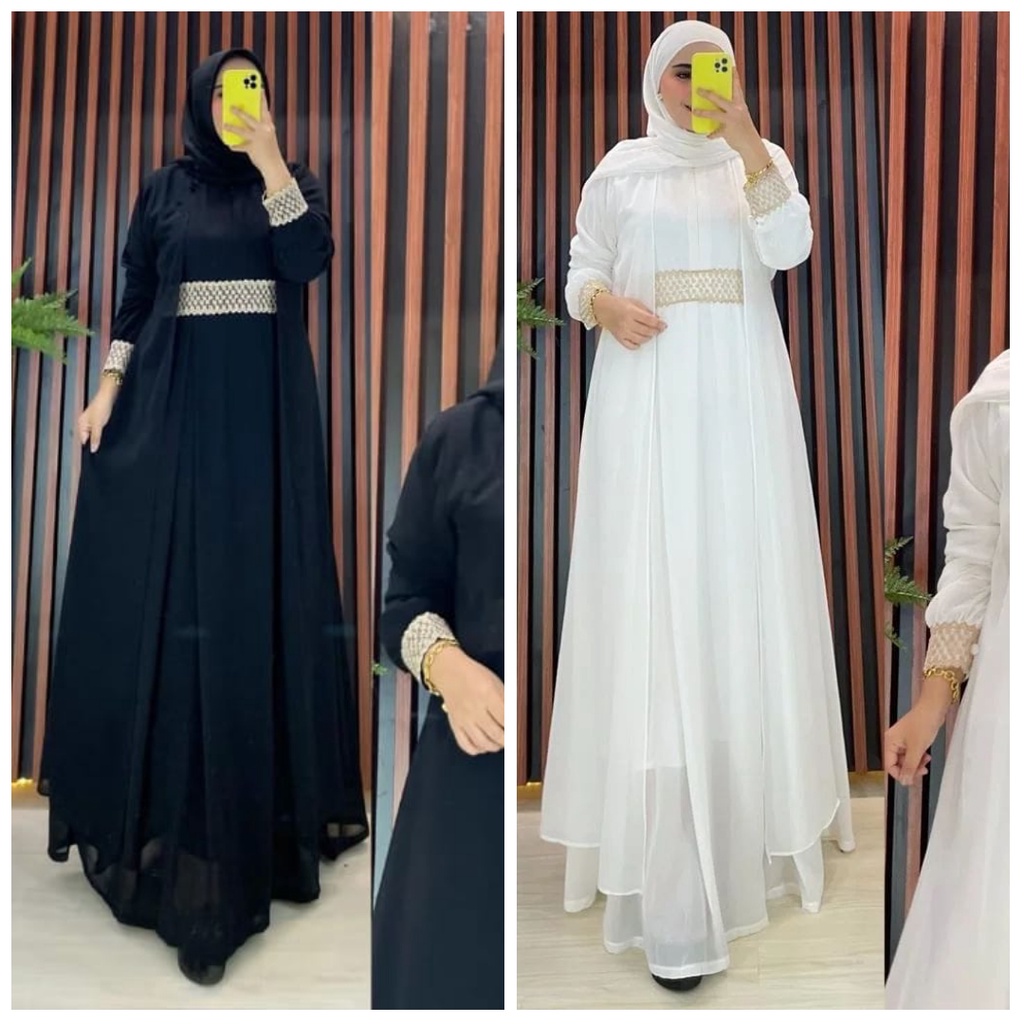 PUTIH HITAM Salsa DRESS KONDANGAN LUXURY PARTY GAMIS CLOTHES MUSLIM ...