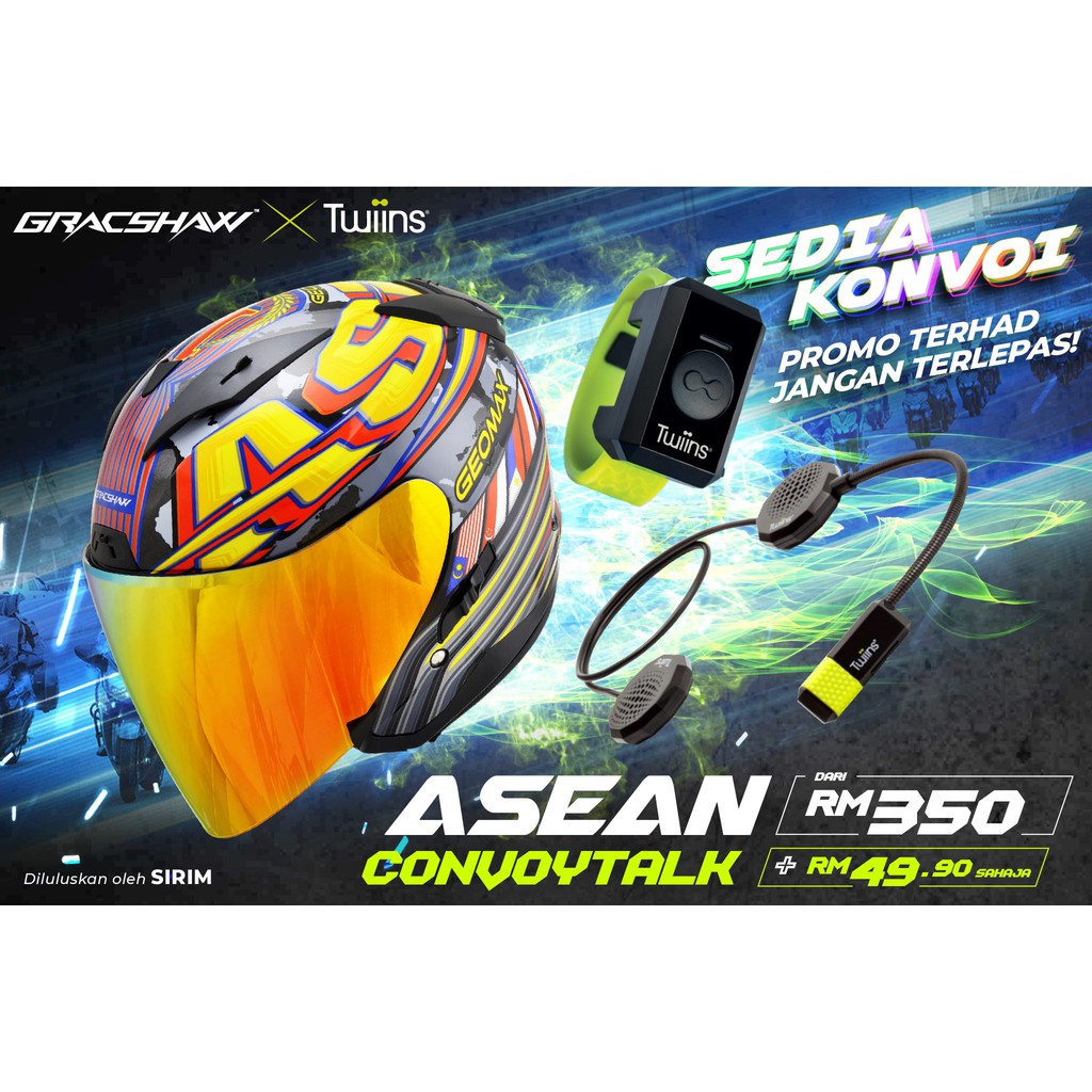 🔥 Original GRACSHAW GEOMAX ASEAN WITH CONVOY TALK 🔥 TWIINS BLUETOOTH ...