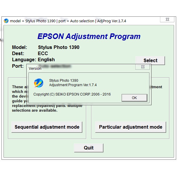 Epson 1390 printer Reset key with 2 flashing error, Reset epson styles Photo 1390 counter count ...
