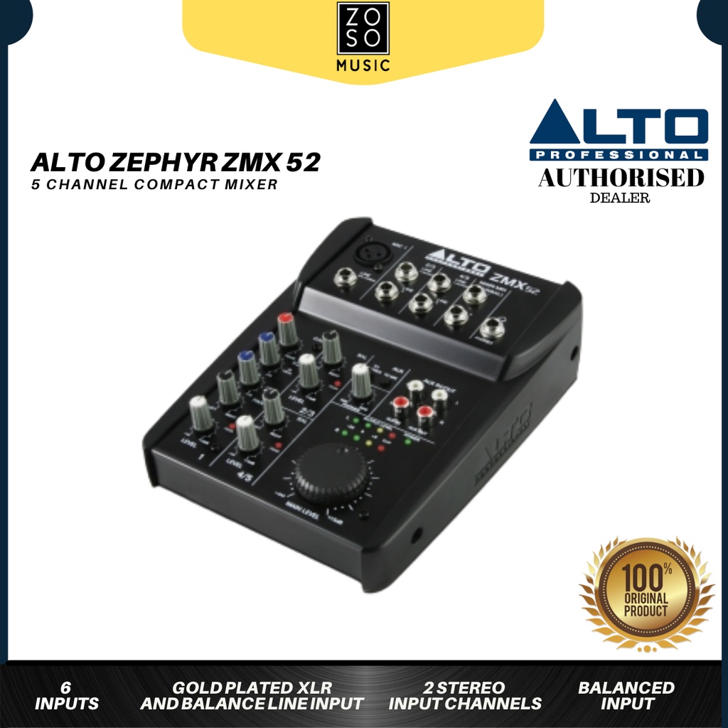 ALTO ZMX 52 ANALOG MIXER 1 MONO 2 STEREO MIXING CONSOLE (ALTO/ ZMX52 ...