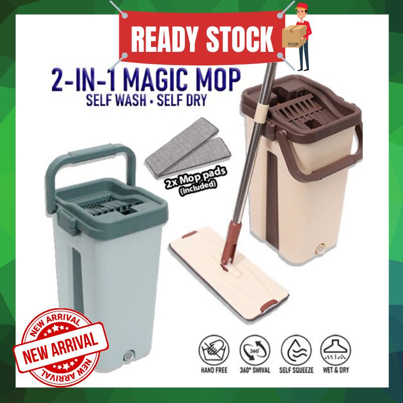 🔥HOT ITEM🔥2 in 1 Baldi Mop Magic Mop Bucket household Free Hand Drying ...