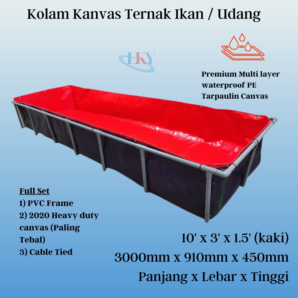 10'x3'x1.5' kaki Premium Blue Orange 2020 Kolam Kanvas Ternak Udang ...