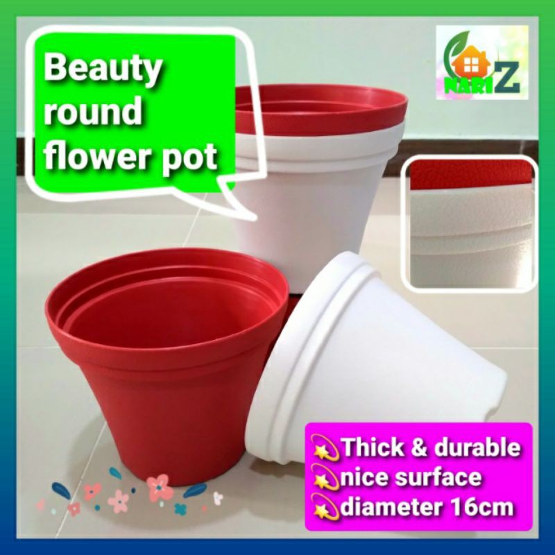 💥1 PC💥16cm Round flower pot 👍Pasu bunga bula👍Pasu putih | Shopee Malaysia