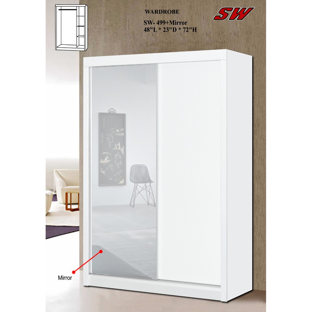 4feet wardrobe with Full Mirror Door | Shopee Malaysia