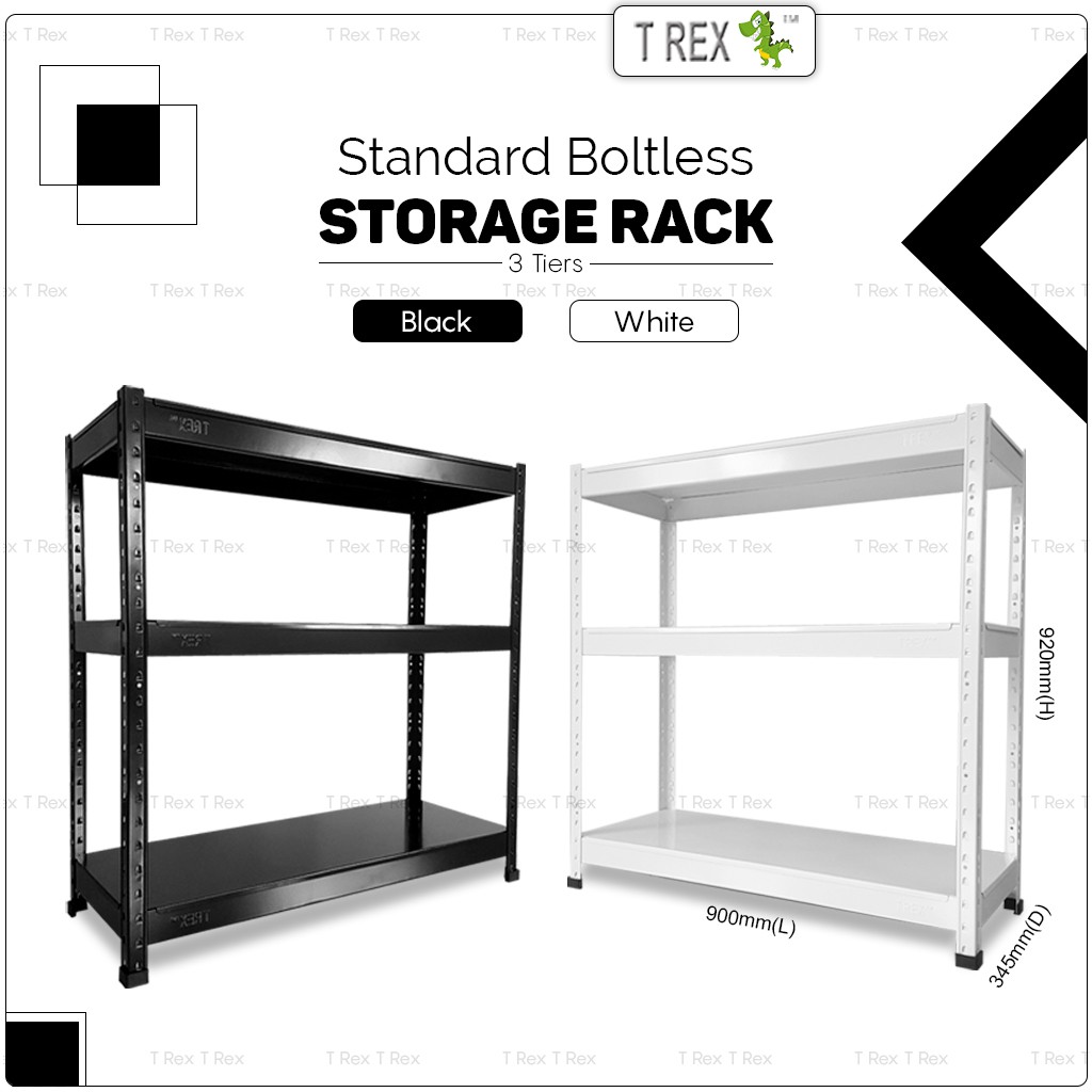 T Rex Standard 3 Tier Steel Boltless Storage Rack / Metal Rack ...