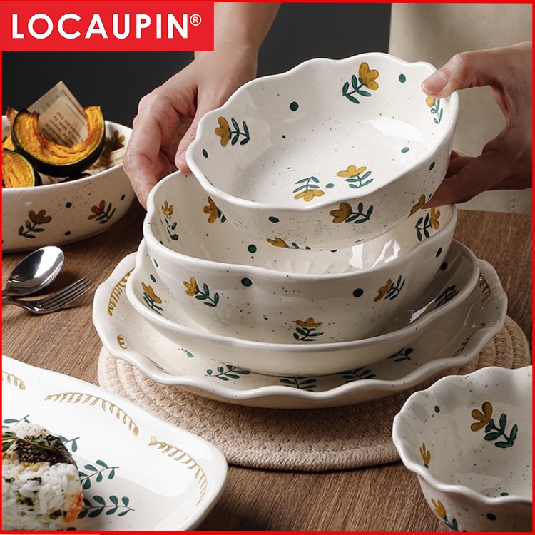 Locaupin Nordic Style Ceramic Dinner Plates, Round Serving Bowls ...