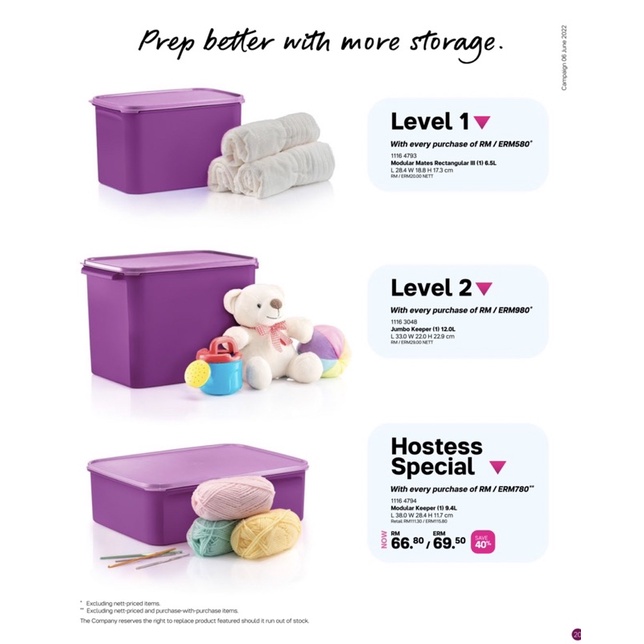 {READY STOCK} Tupperware Modular Mates Rectangular III 65L / Jumbo ...