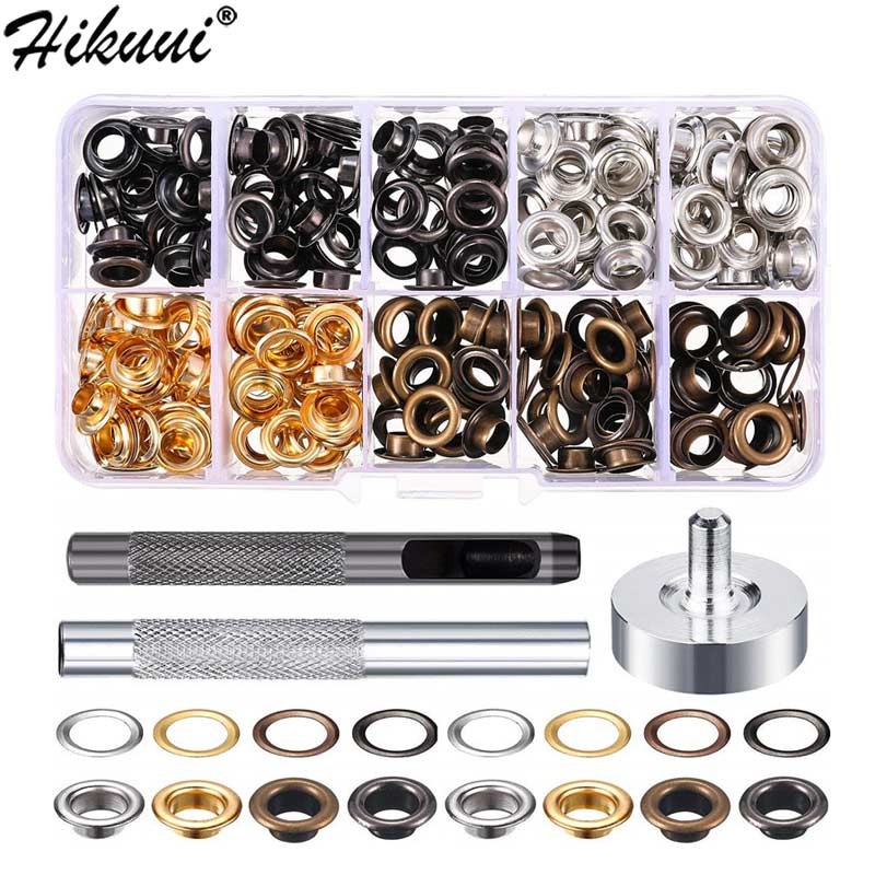 200/400 Sets 6mm Metal Eyelets Grommets Kit With Hole Punch Tool For ...