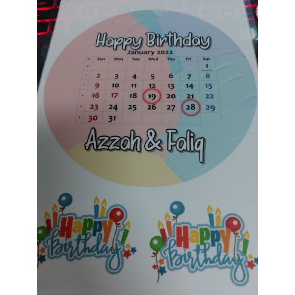 KALENDER CALENDER EDIBLE IMAGE SIZE 7 INCHI | Shopee Malaysia