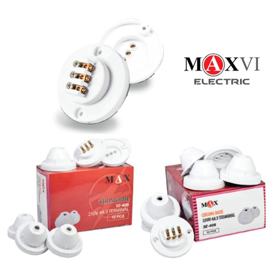 MAX / MAXVI ELECTRIC 4A/ 250V CEILING ROSE 3 TERMINAL (White) / MAX SE ...