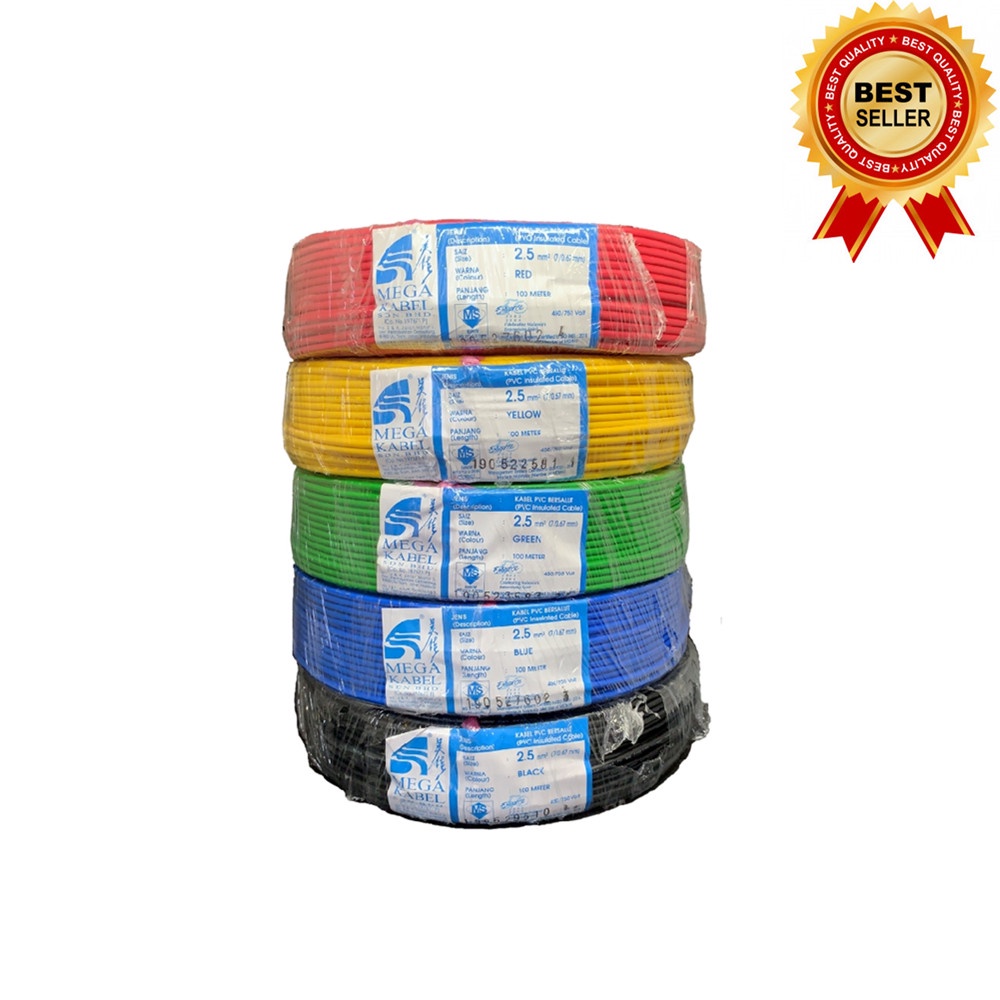 【FEET】MEGA 2.5MM PVC WIRE 100% PURE COPPERMADE IN MALAYSIA MEGA WIRE ...