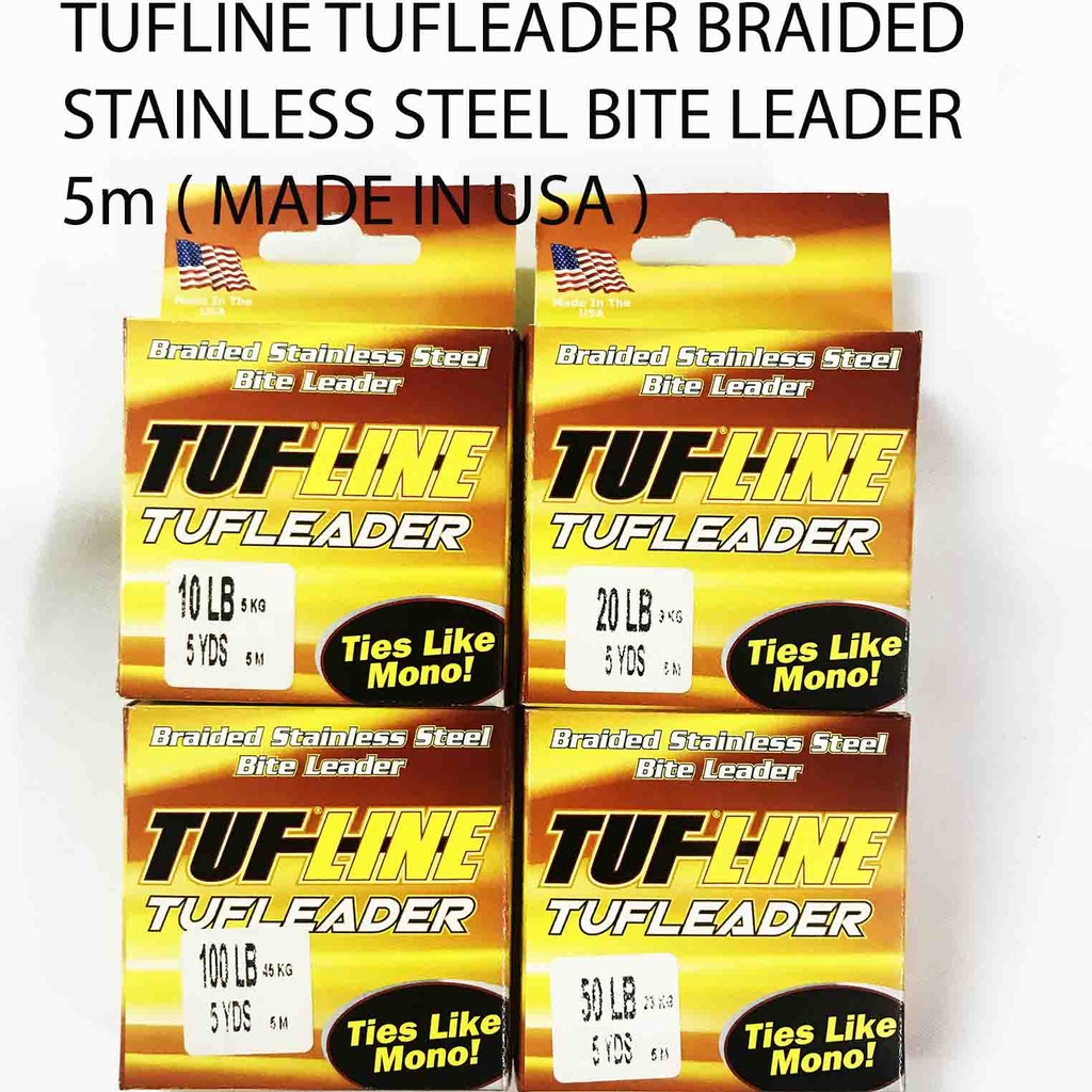 TUFLINE TUFLEADER BRAIDED STAINLESS STEEL BITE LEADER 5m ( MADE IN USA ...