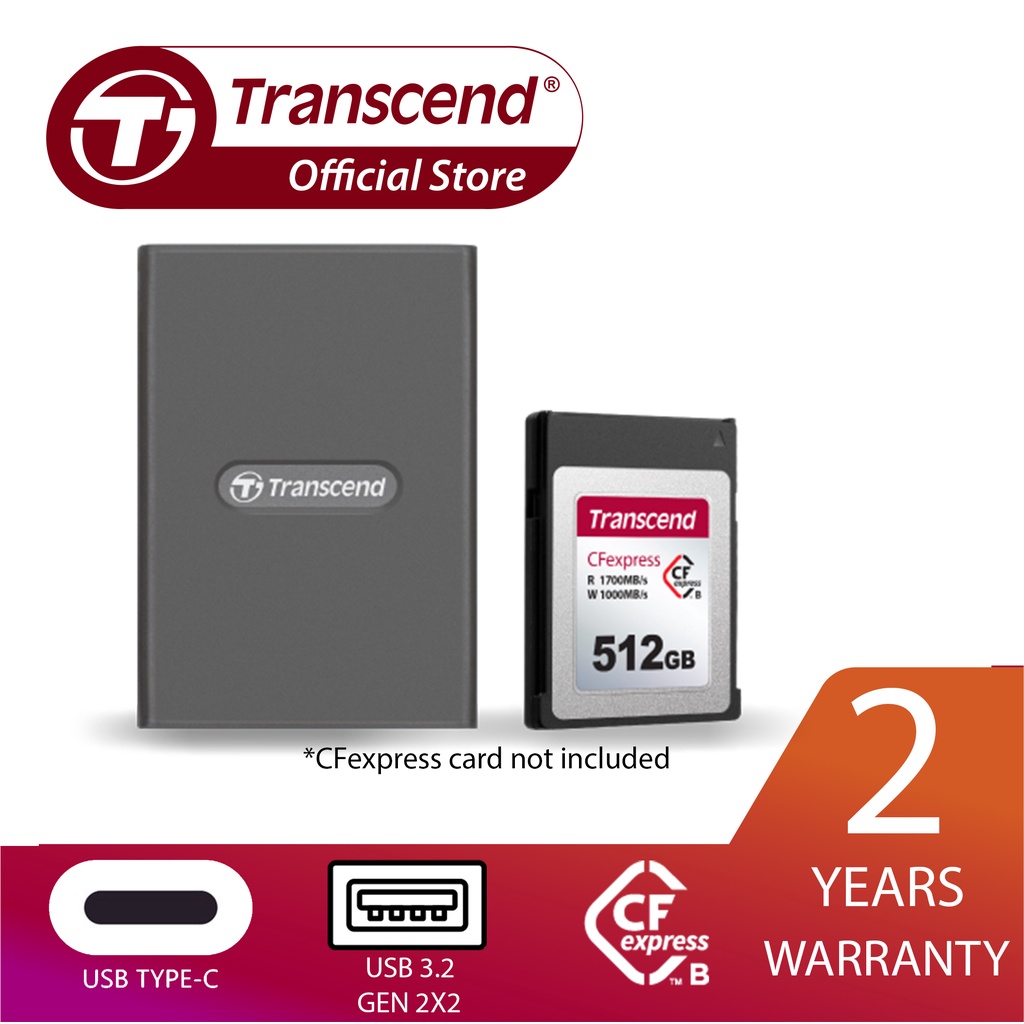 Transcend RDE2 Card Reader CFexpress Type USB 3.2 2x2 Type C (Black ...