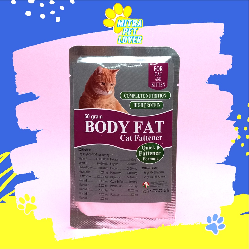 Cat FATTENING MULTIVITAMIN - BODY FAT CAT 50 GRAM - SUPER FAST CAT ...