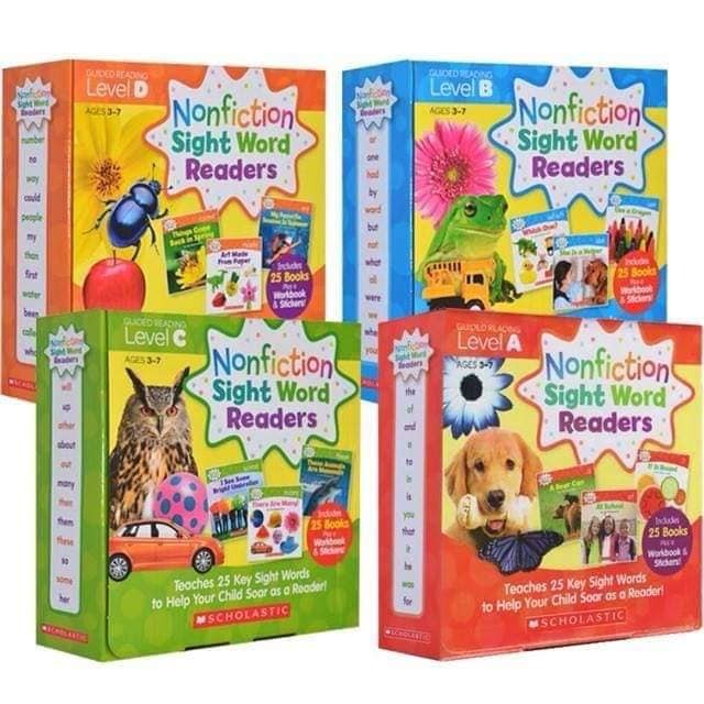 Scholastic Sight Words Reader Levels A, B, C and D (Set of 4 boxes, 100 ...