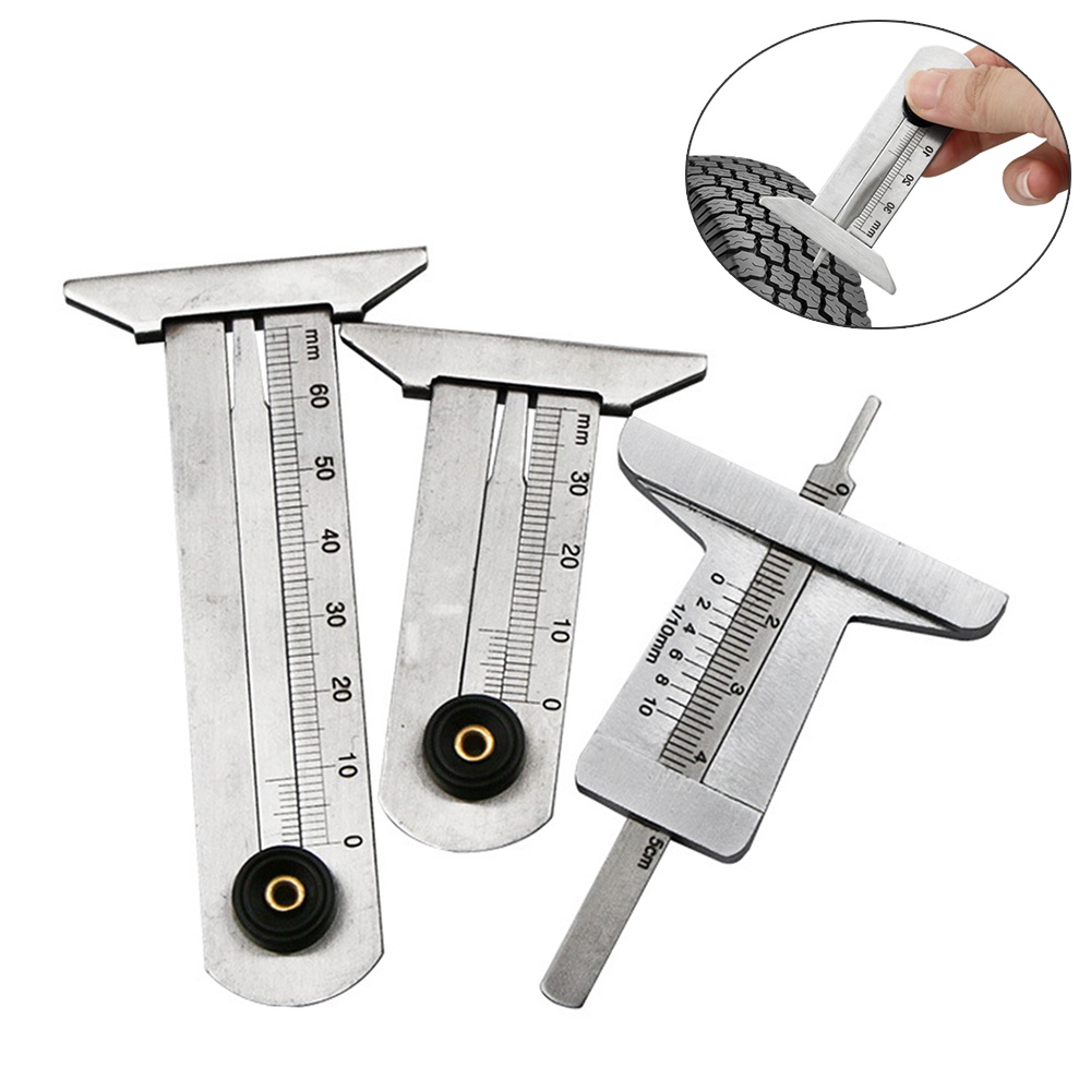 0-30mm 0-50mm 0-60mm Car Tyre Tire Tread Vernier Depth Gauge Stainless ...