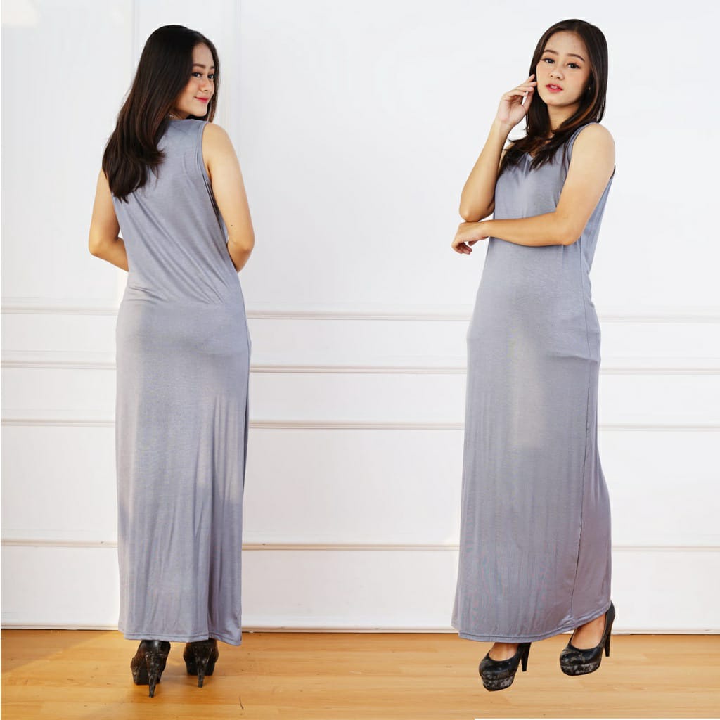 Long Inner Baju Dress Legan Xde Jubah Inner Dress Sleeve Less Kain ...