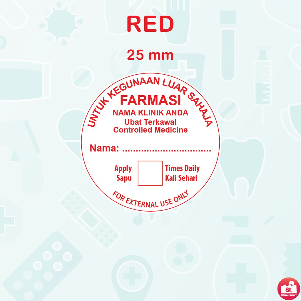 Sticker Label Ubat / Stiker Label Ubat Klinik / Sticker Label Farmasi ...