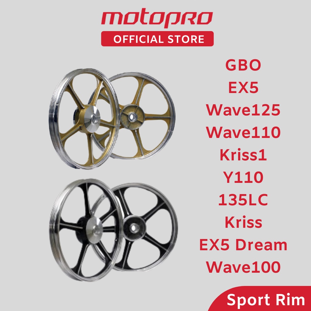 MOTOPRO Sport Rim GTO 555 with bearing and bush 5 kaki 140x17 / 160x17 ...