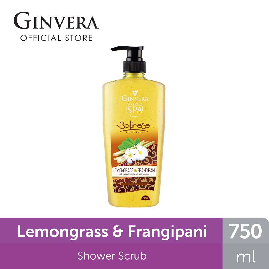 Ginvera World Spa Balinese Shower Scrub - Lemongrass & Frangipani ...