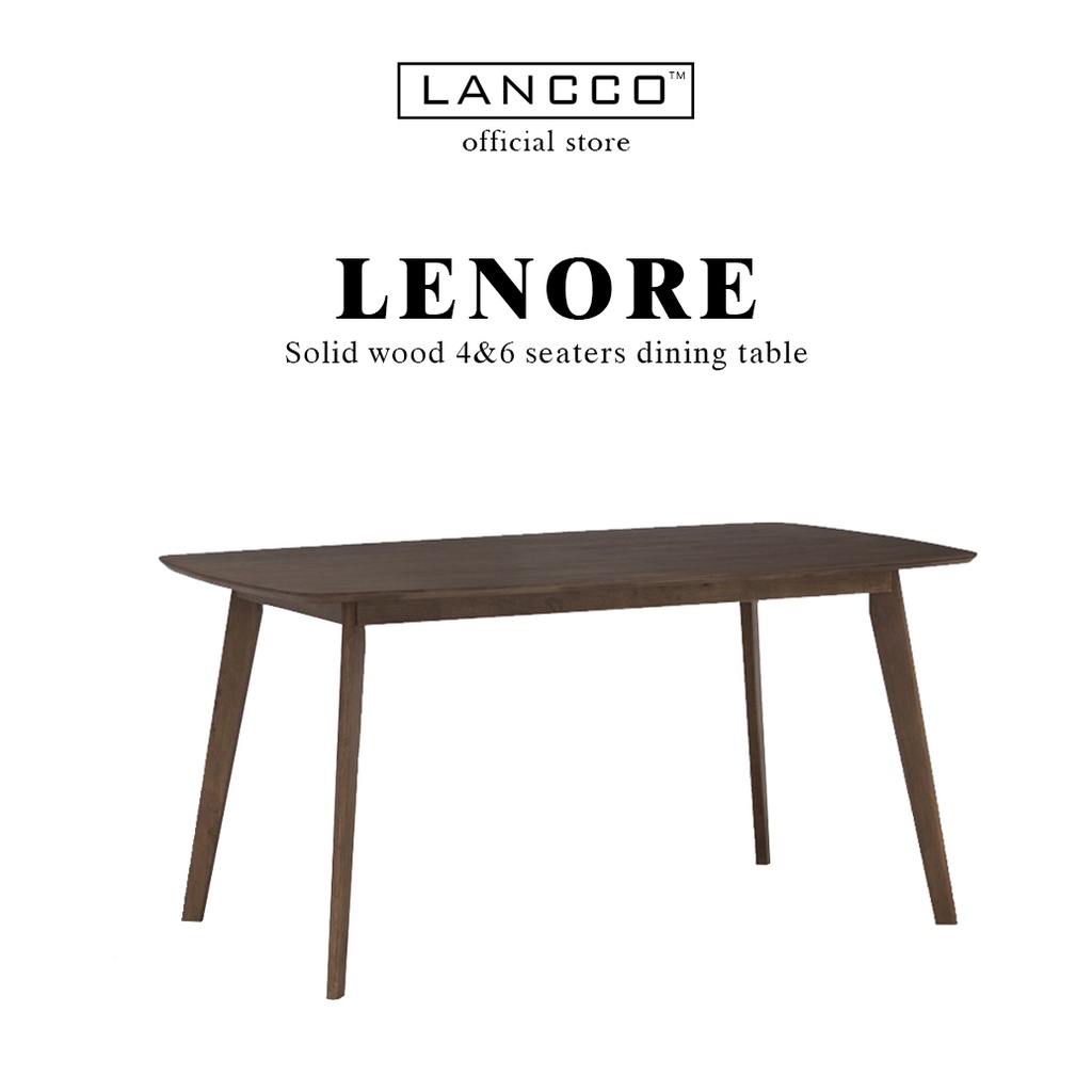LANCCO Lenore Solid Wood 4 & 6 Seater Dining Table Meja Makan Wood ...