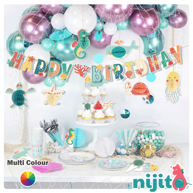 Nijito - Ocean Happy Birthday Banner Happy Birthday Letter Banner ...