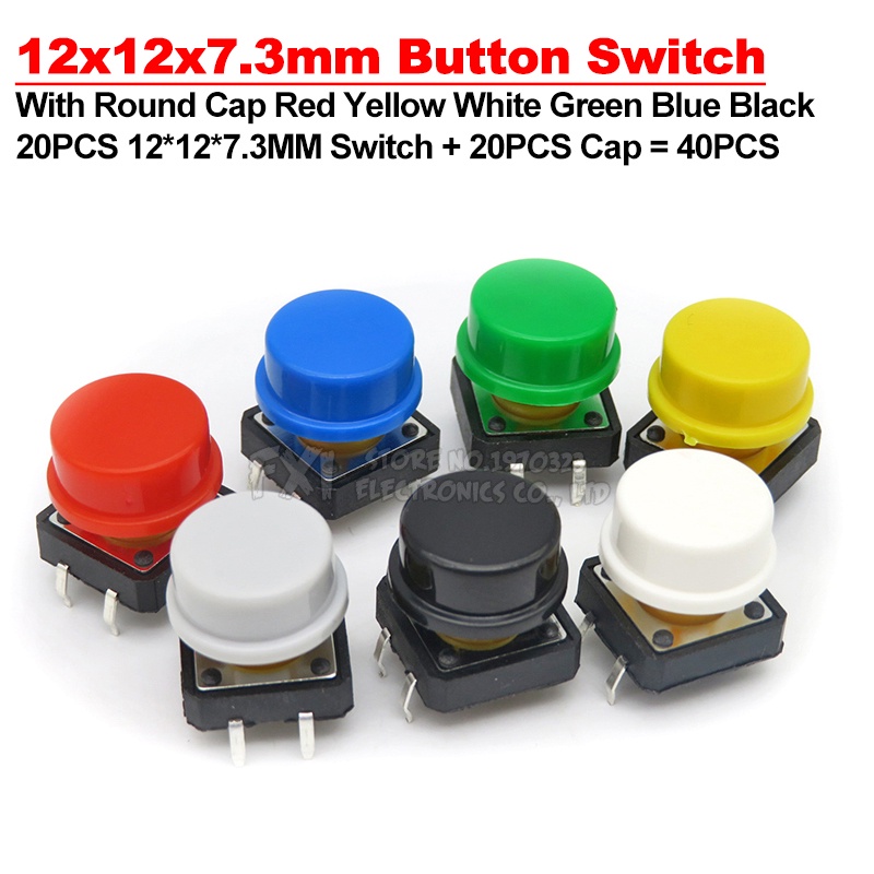 20sets 12x12x7.3mm PCB Momentary Tactile Tact Mini Push Button Switch ...