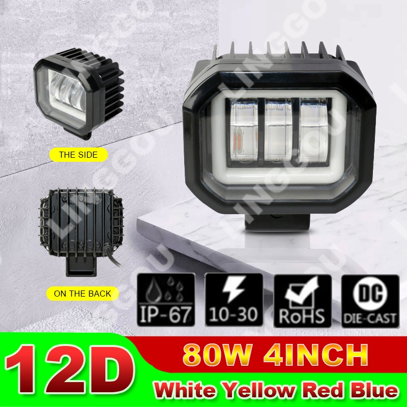 LED Light Bar 80W Waterproof Round Fog Light 4x4 Offroad Truck Boat ATV ...