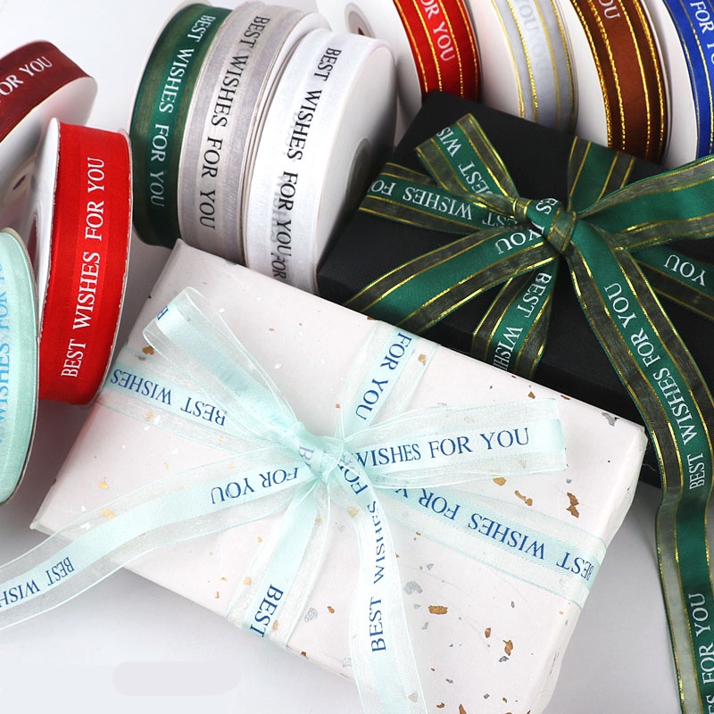 2.5cm Best Wishes For You Ribbons for Gift Cake Box Flower Bouquet ...