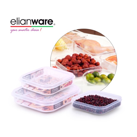 🇲🇾 Ready Stock 🇲🇾 Elianware Transparent Square Food Container Storage ...