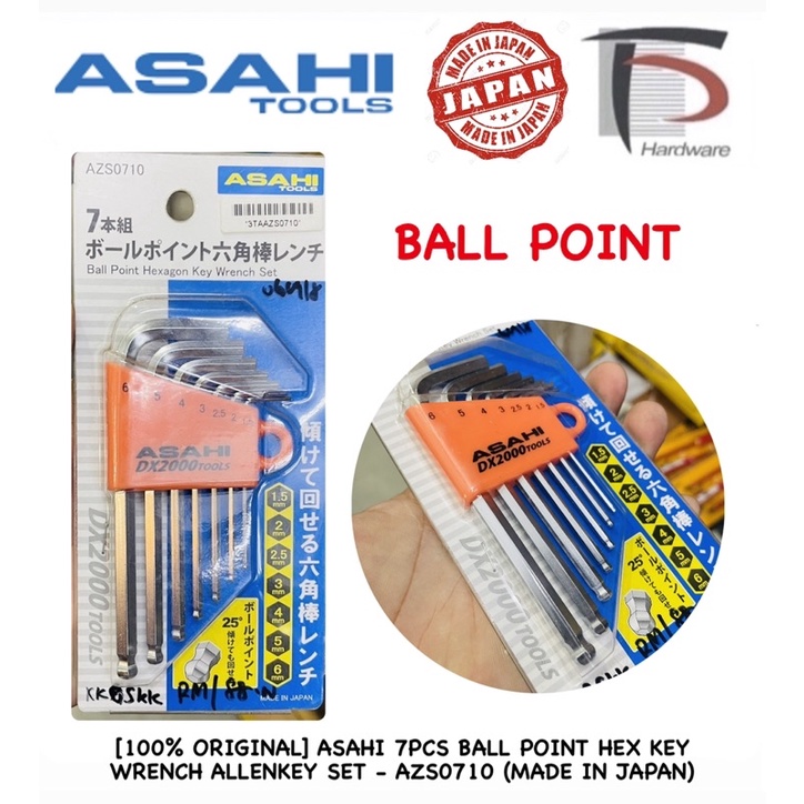 [100% ORIGINAL] ASAHI 7PCS BALL POINT HEX KEY WRENCH ALLENKEY SET ...