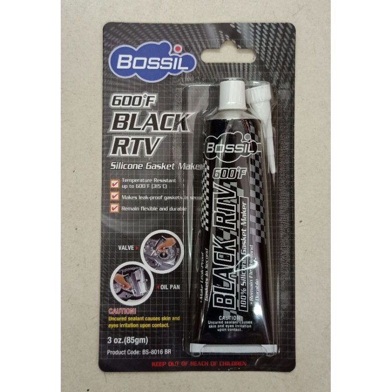 BOSSIL GUM SILICONE GASKET MAKER BLACK RTV 600°F 85G | Shopee Malaysia