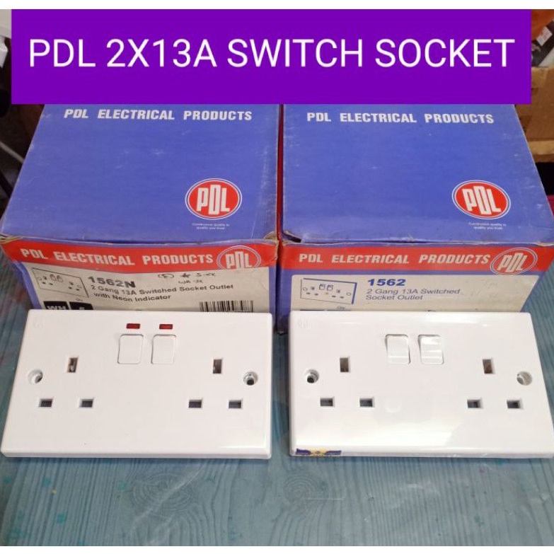 💥READY STOCK💥 PDL DOUBLE SWITCH SOCKET OUTLET (1562) / PDL (2GANG) 2 X ...