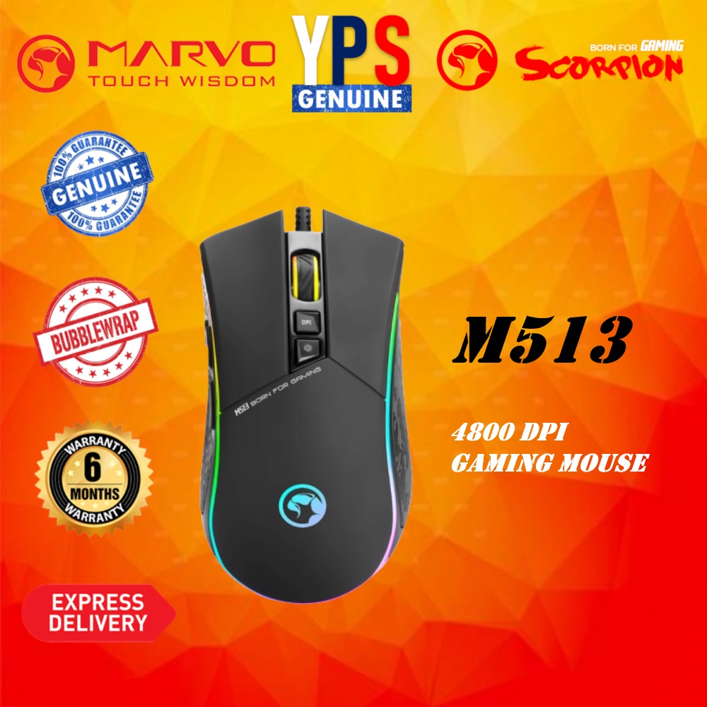 MARVO M513 4800 DPI GAMING MOUSE WITH RGB LIGHTING - [24H SHIP OUT] | Shopee Malaysia