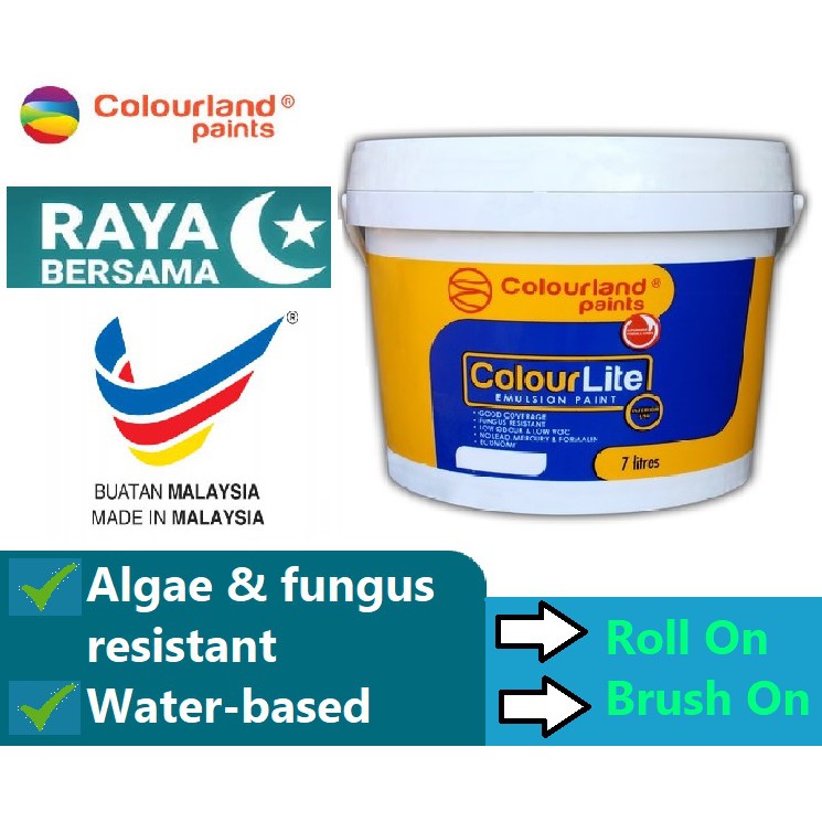 7 LITRE COLOURLAND Cat batu Cat Dinding Cat Air Putih Cat Dalam Rumah ...