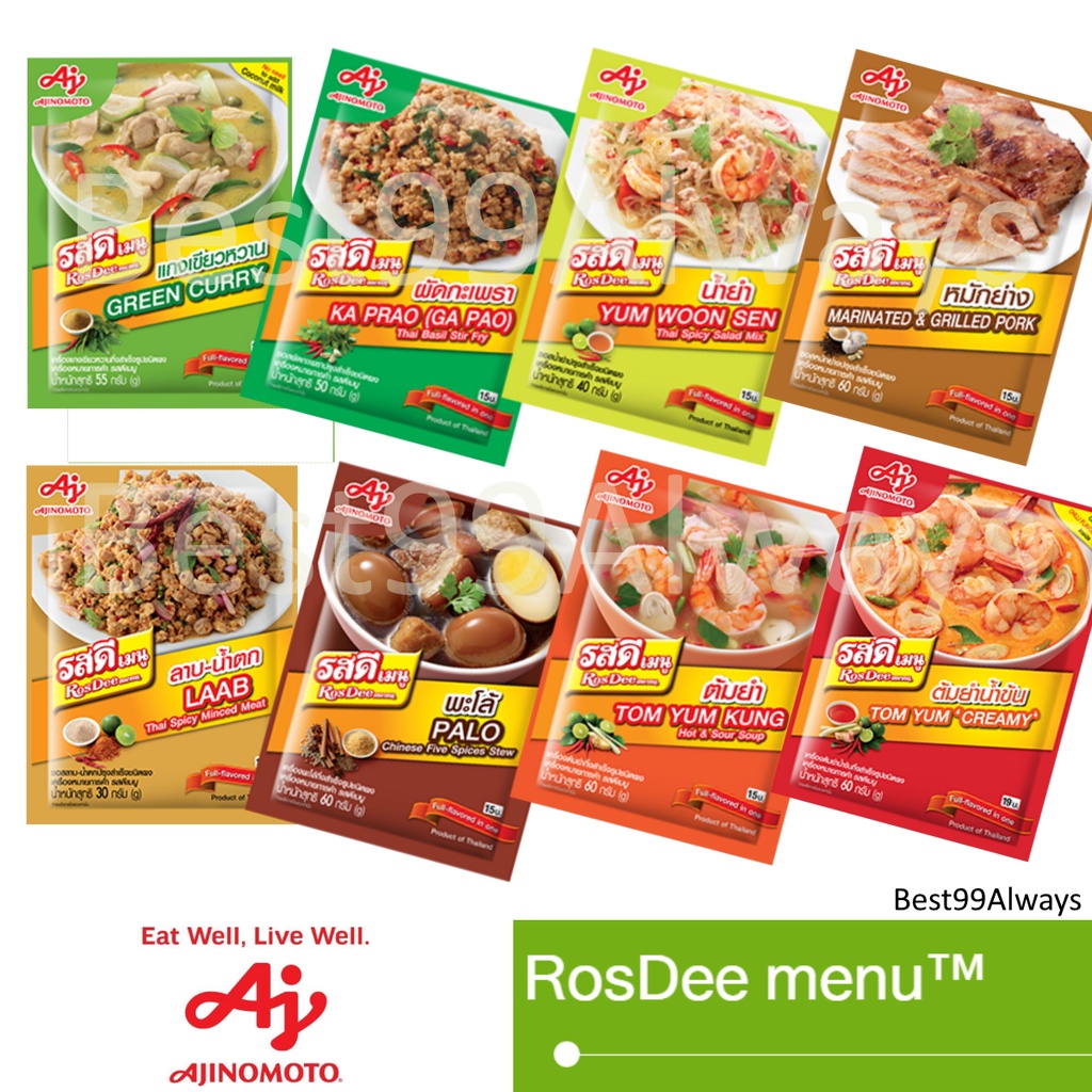 Ajinomoto Ros Dee Menu Tom Yum Kung Rosdee Yum Woon Sen Ka Prao Rosdee ...