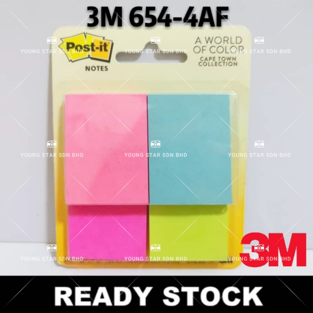 3M 653-4AF Post-it Notes Cape Town COLLECTION 1 3/8IN X 1 7/8IN (4X50s ...