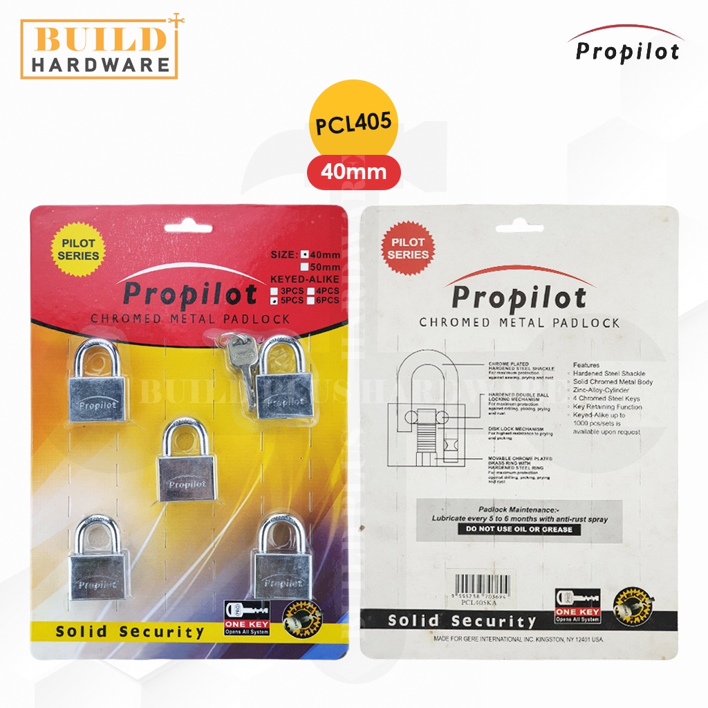 PROPILOT 40mm/50mm Keyed-Alike Padlock Chromed Metal Key Alike Antipick ...