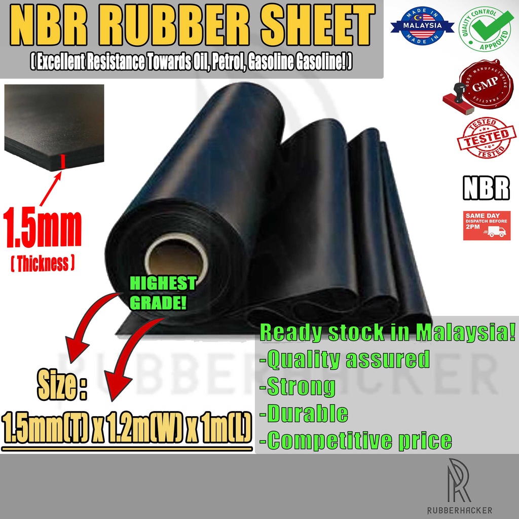 NBR Rubber Sheet, Nitrile Rubber Sheet Smooth Surface Black Rubber (1 ...