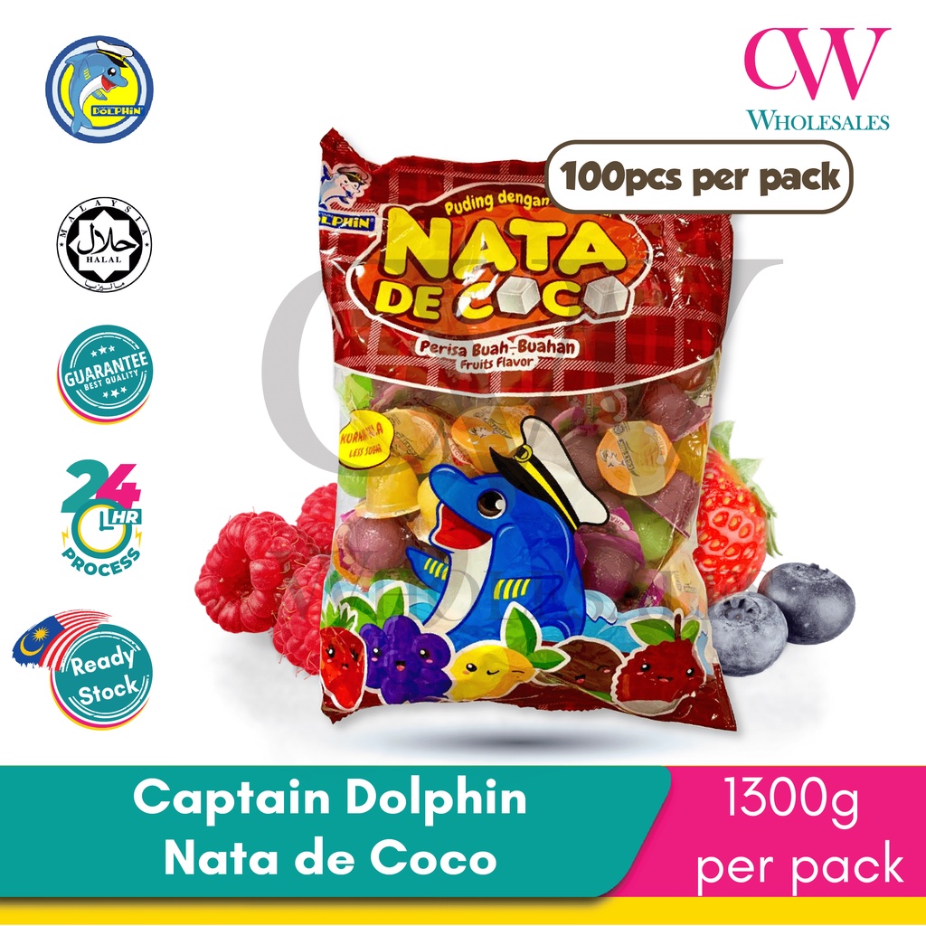 Captain Dolphin Nata De Coco Jelly Mix Fruit Flavor 100 pcs per pack ...