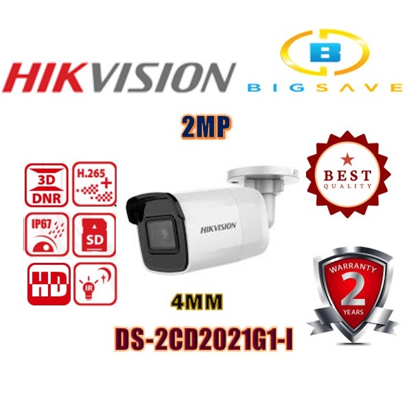 HIKVISION 2MP DS-2CD2021G1-I IR FIXED NETWORK BULLET CAMERA (4MM) | Shopee Malaysia