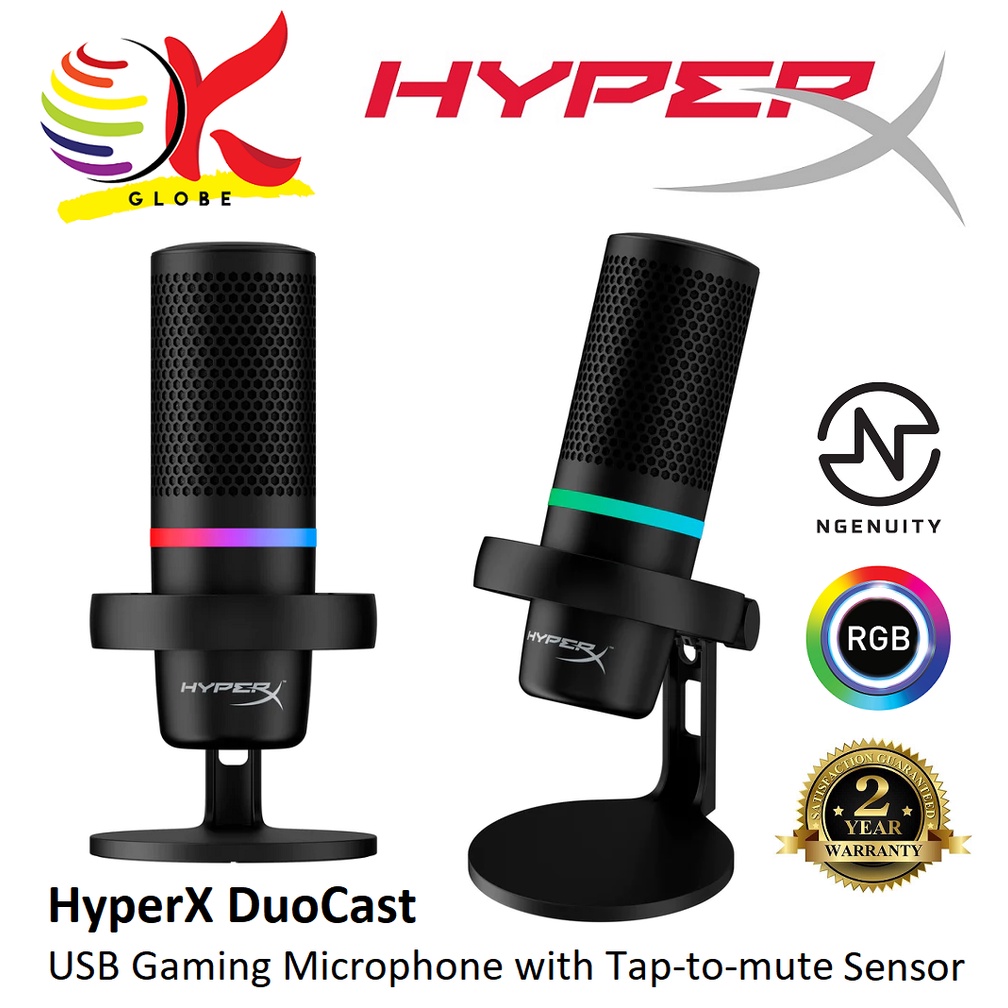 HYPER-X HYPERX DUOCAST RGB LIGHTING USB MICROPHONE WITH NGENUITY, TAP-TO-MUTE SENSOR & LOW ...