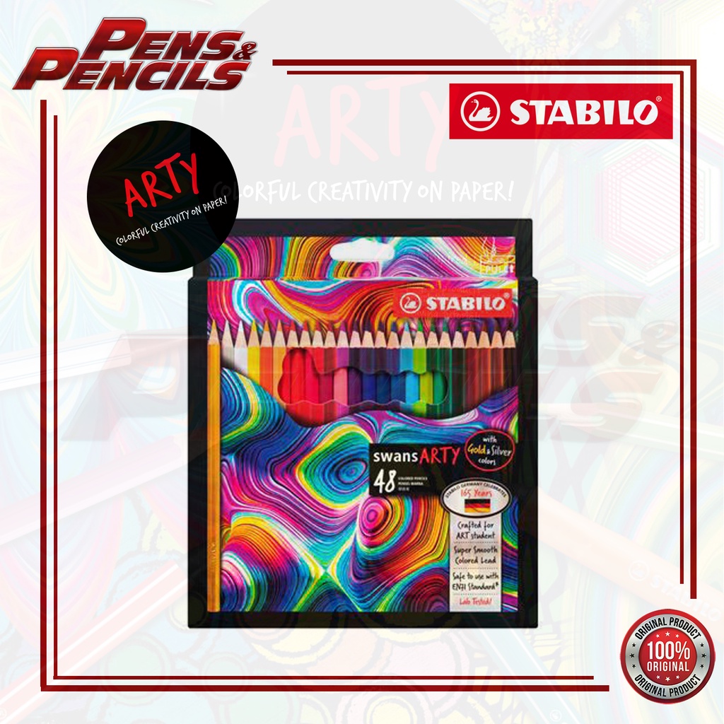 STABILO swans ARTY Colour / Color / Colored Pencil with Gold & Silver ...