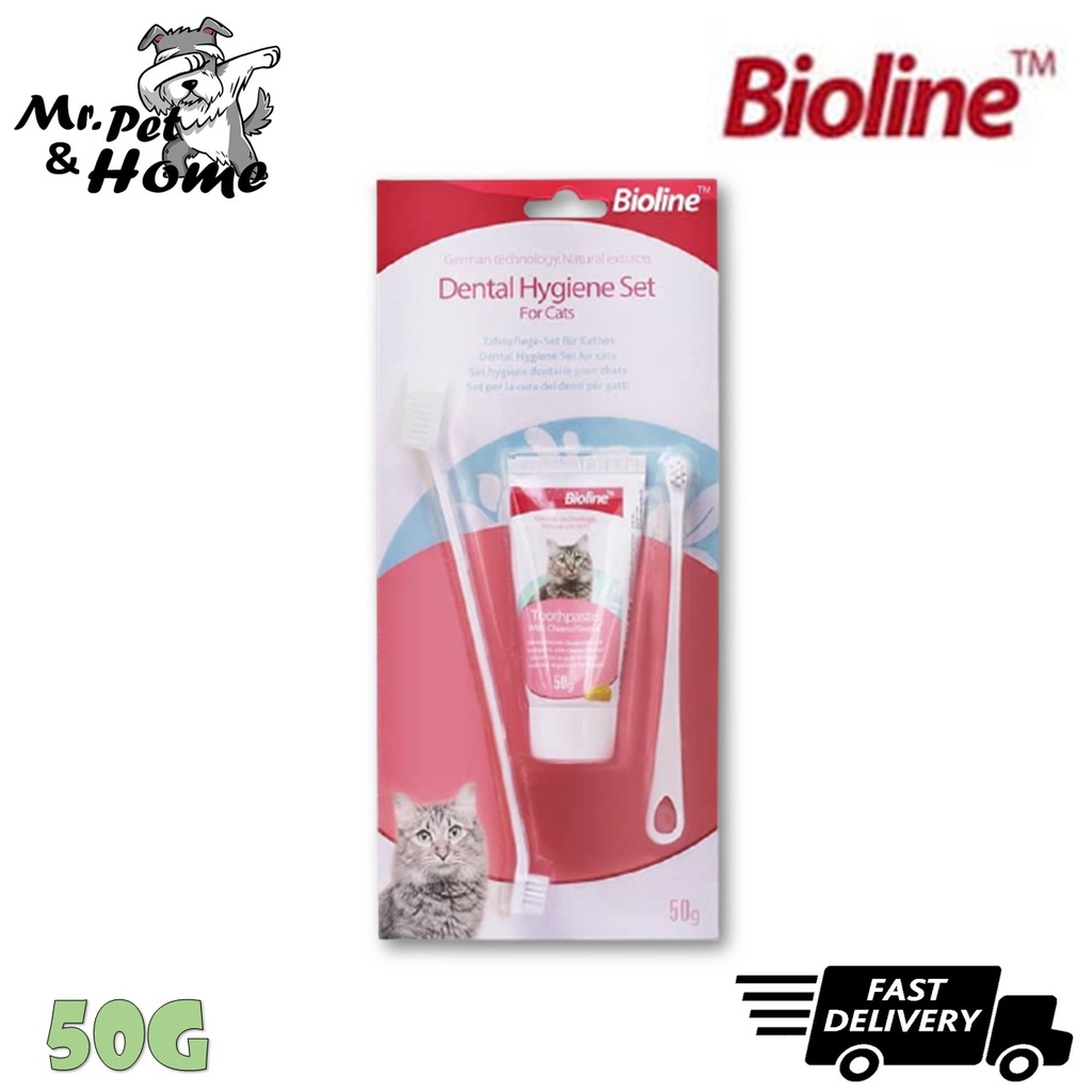 Bioline Cat Dental Care Set 50g - Cheese flavour Toothpaste / Kit ...