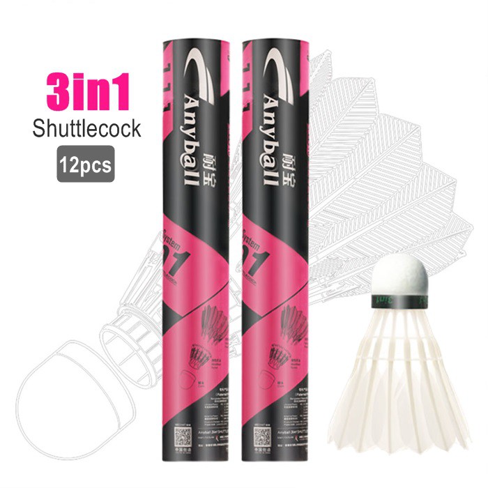 Bola badminton- 3 In 1 Super Durable Anyball D111 Badminton Feather ...